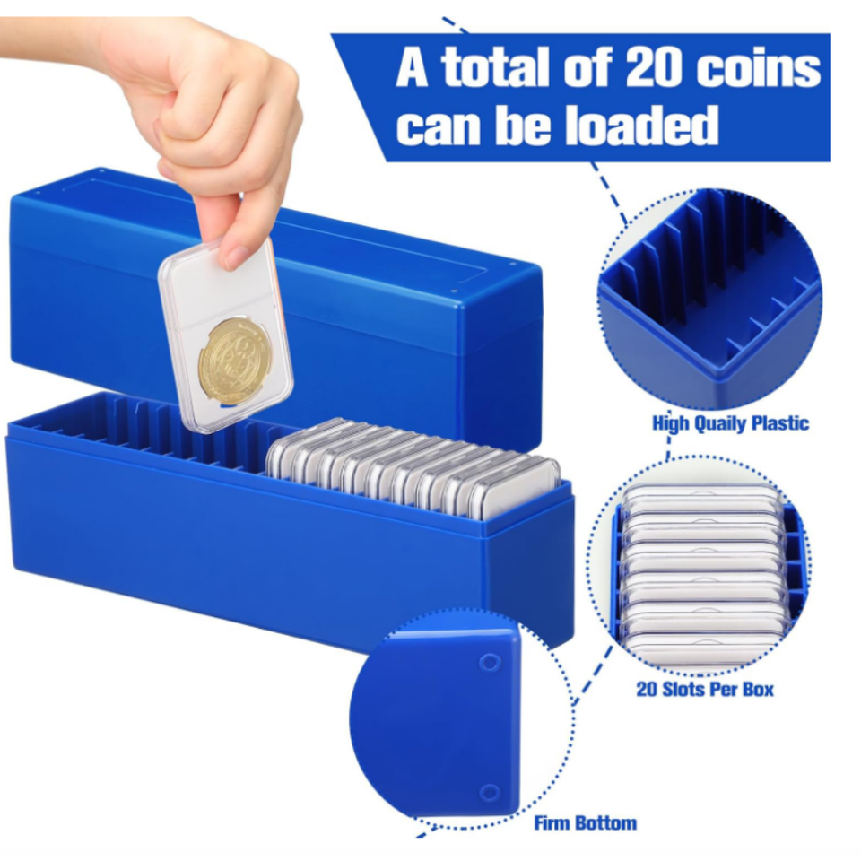 5PC Storage Box Plastic Case for 20 Certified PCGS NGC Slabs Coin ...
