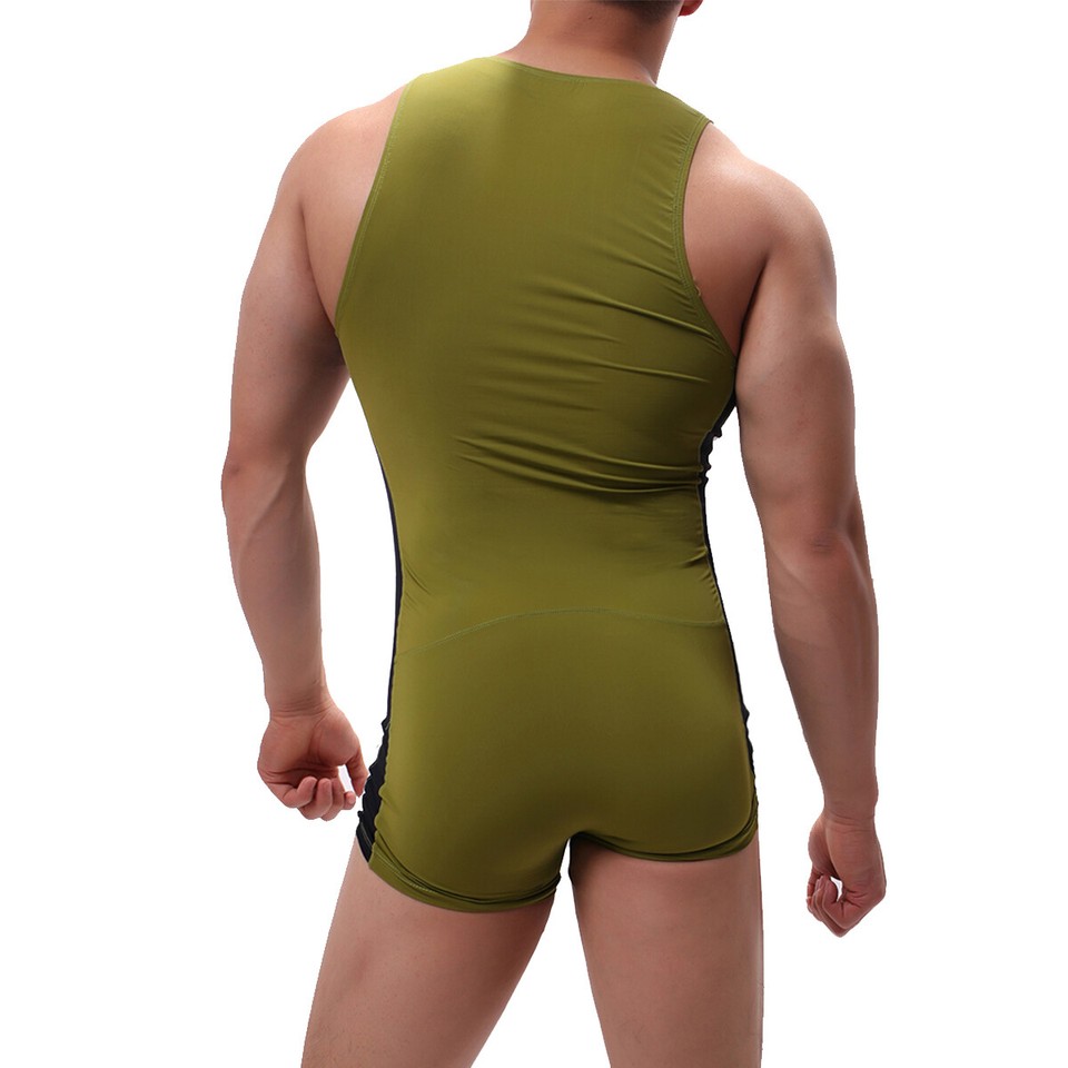 Men Wrestling Singlet Sport Bodysuit Trunk Leotard Jumpsuit Underwear ...