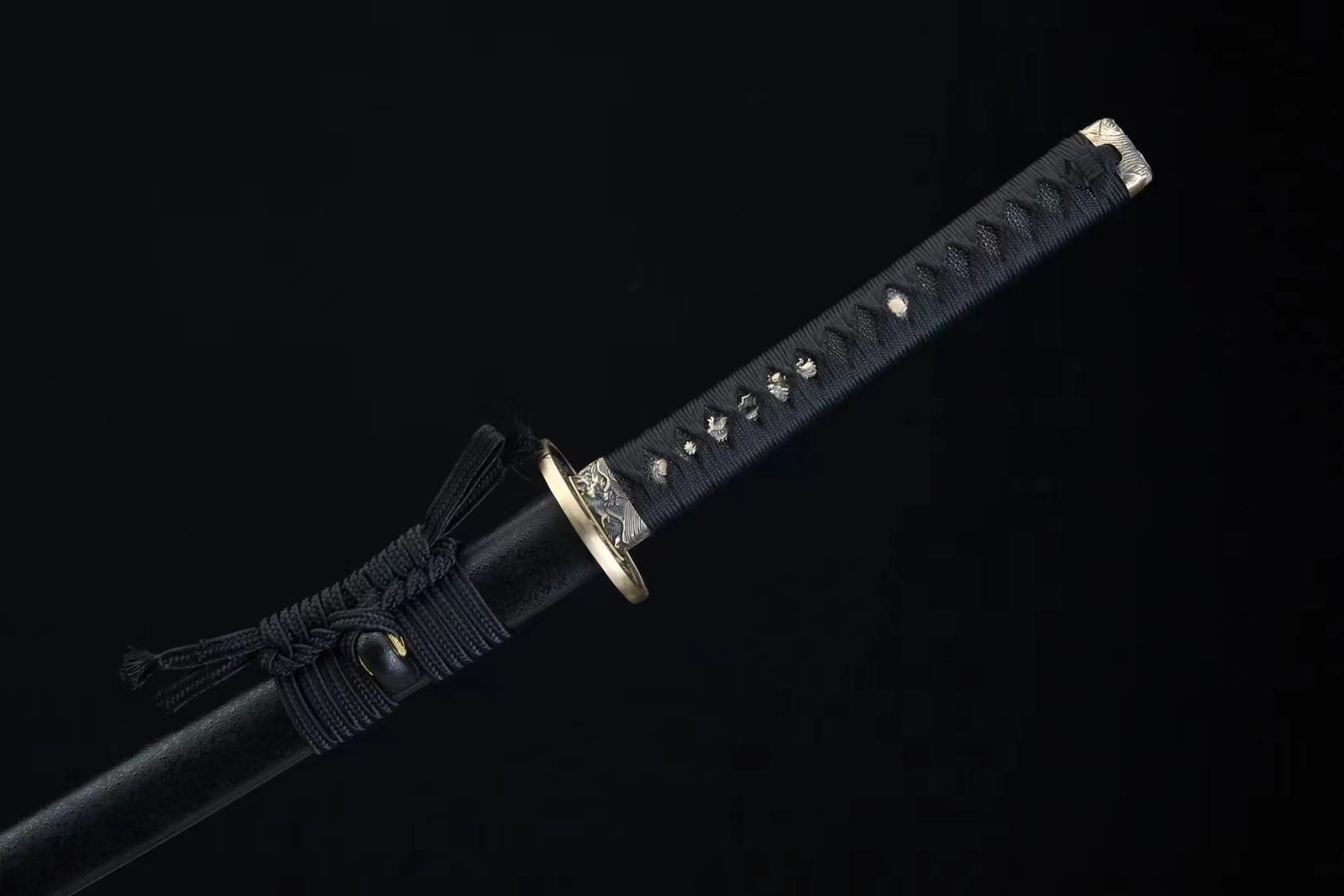 Black Japanese Samurai Sword Katana Full Tang Damascus Steel Sharp ...