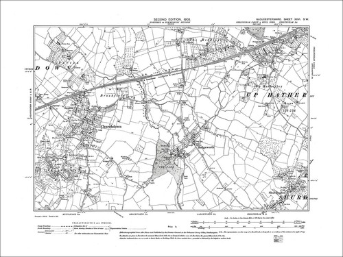 Churchdown, Shurdlington, Old Map Gloucesteshire 1903: 26SW | eBay UK