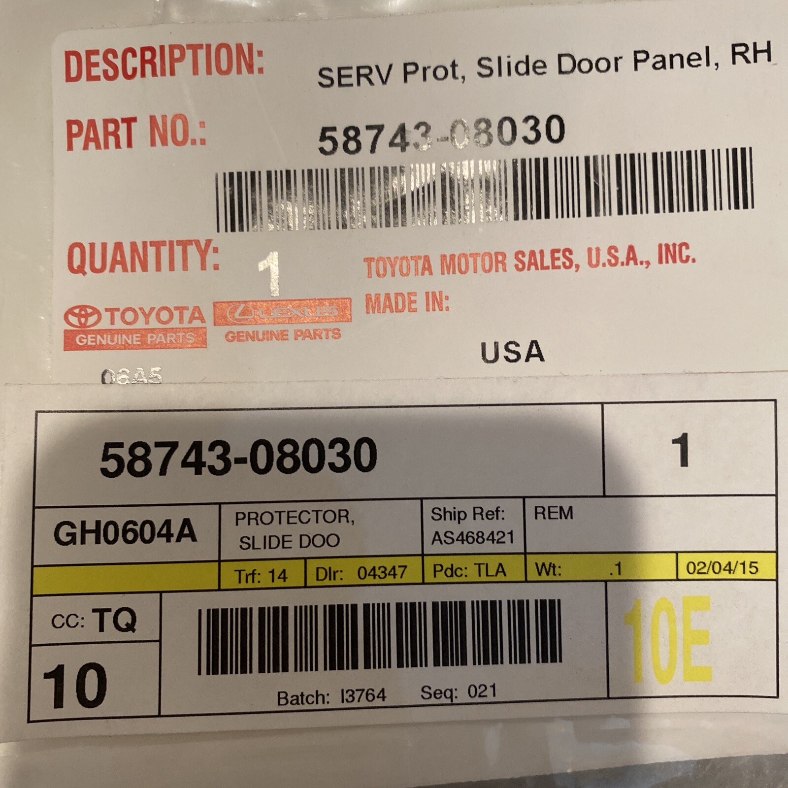 2011-2018 TOYOTA OEM Sienna Side Sliding Door-Protector Right ...