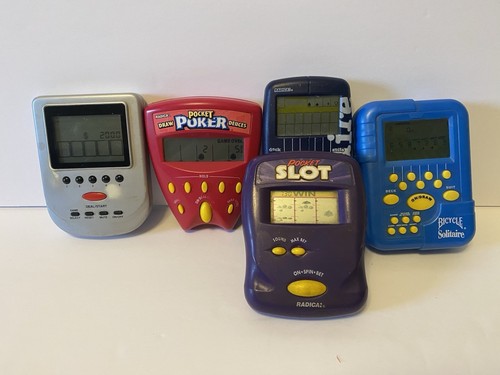(5) Handheld Electronic Games- Poker/Casino/Solitaire-All WORK- Battery ...