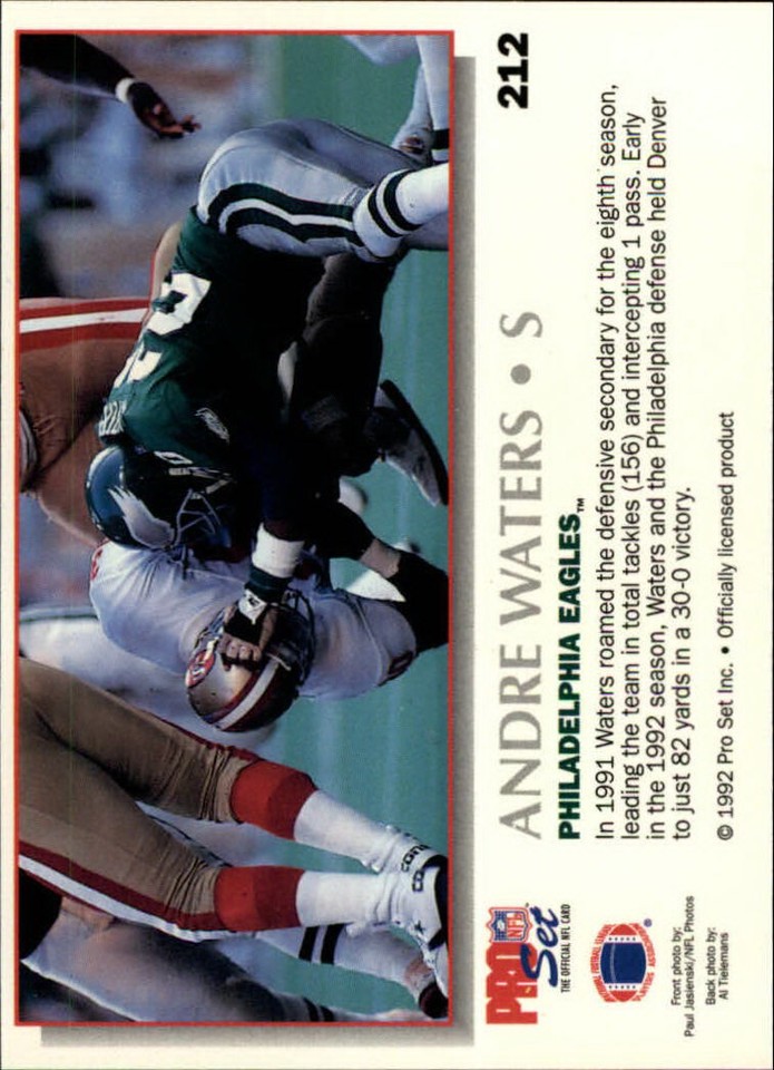 1992 Power Football Card #212 Andre Waters | eBay