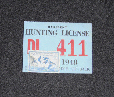 Vintage 1948 Ohio Resident Hunting License With Duck Migratory Bird ...