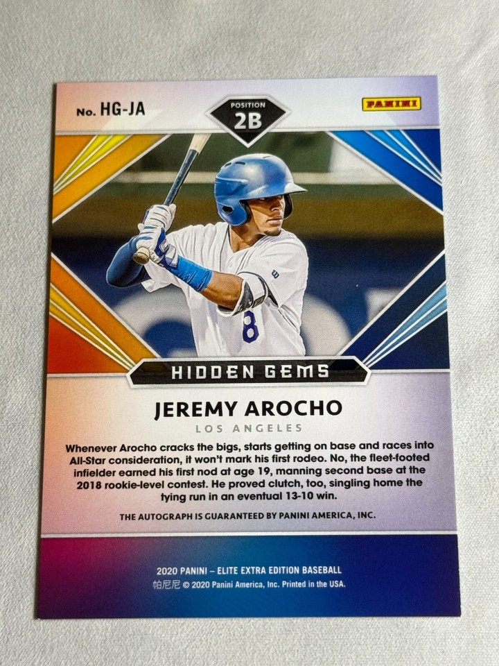 2020 Panini Elite Extra Edition Hidden Gems Jeremy Arocho Auto #HG-JA ...