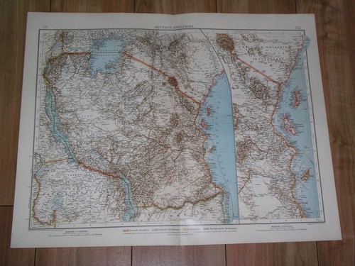 1905 ANTIQUE MAP OF GERMAN EAST AFRICA TANZANIA OSTAFRIKA ZANZIBAR ...