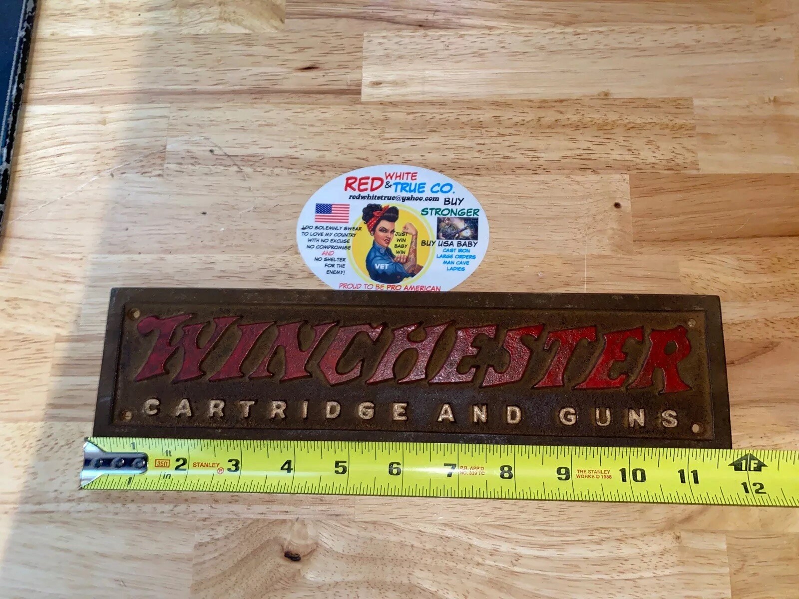 Winchester Rifles Cast Iron Sign Plaque Patina Gunsmith Gun Collector ...