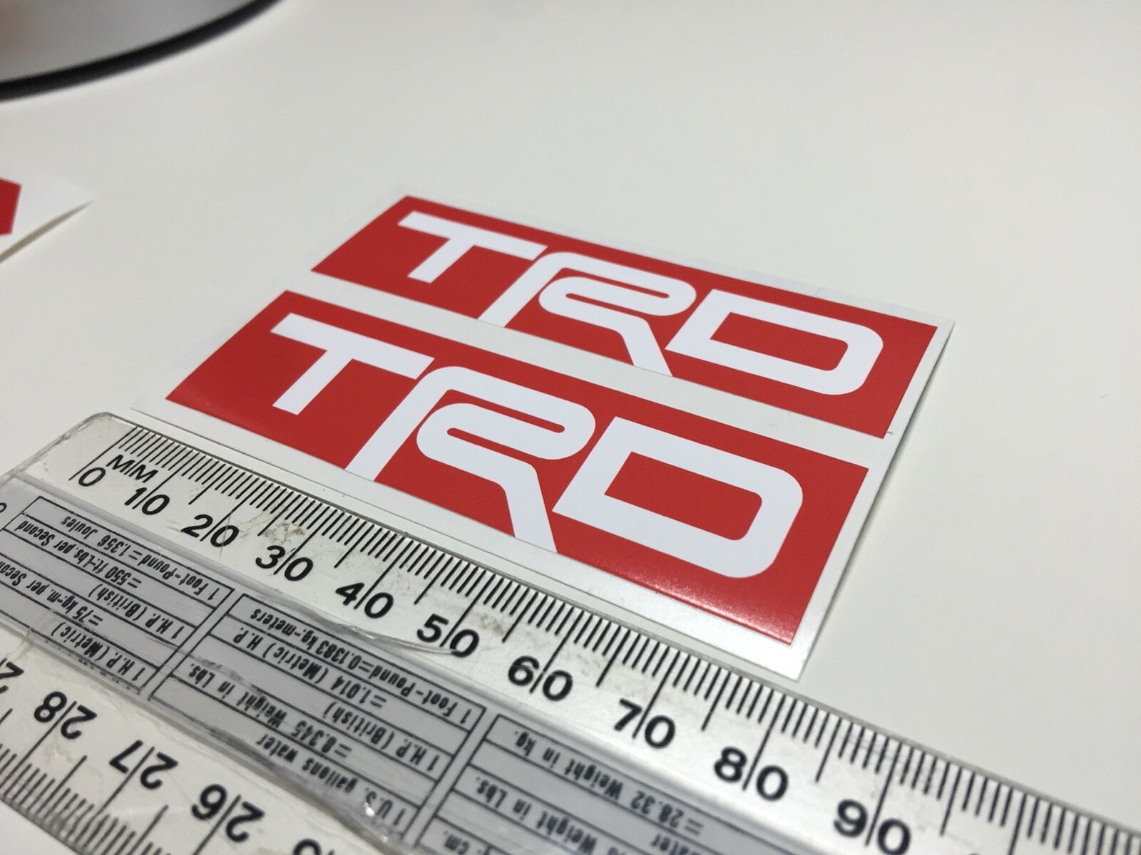 2 x TRD RACING DEVELOPMENT DECAL PRINT STICKER RED 80mm Wide FREE POST ...