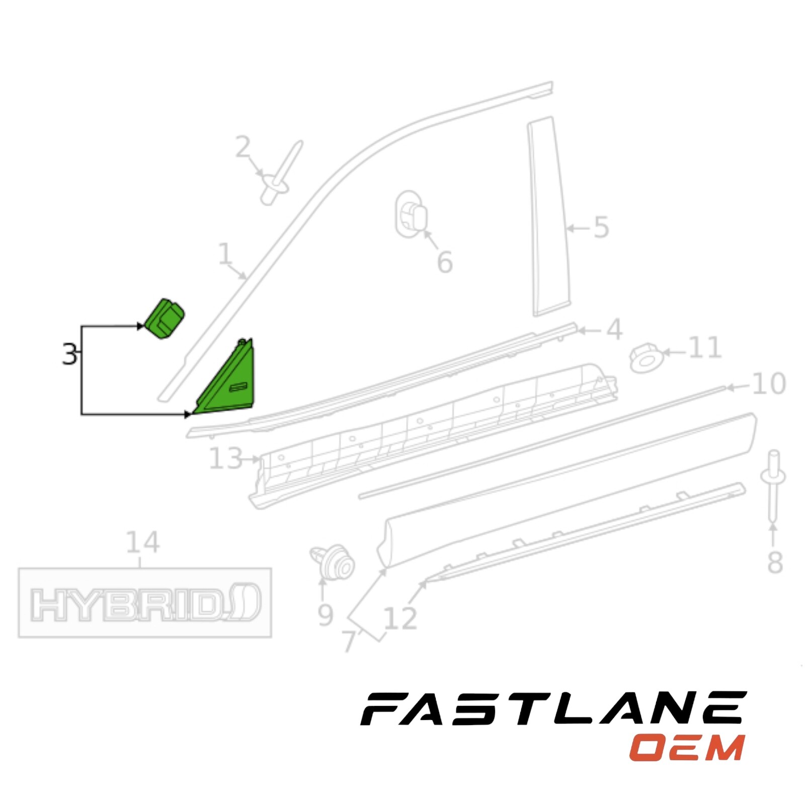 2020 Toyota Highlander Corner Trim Black Left Front OEM 67496-0e010 for ...