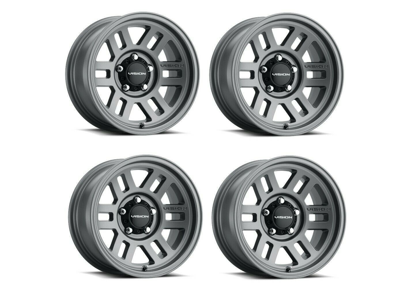 Set 4 15" Vision 355 Manx 2 Overland Satin Grey Wheels 15x7.5 5x4.5 ...