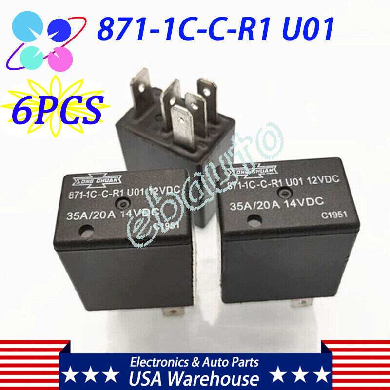6x For Song Chuan 871-1C-C-R1-U01 12V Micro 280 SPDT 20/35A Relay SPDT ...
