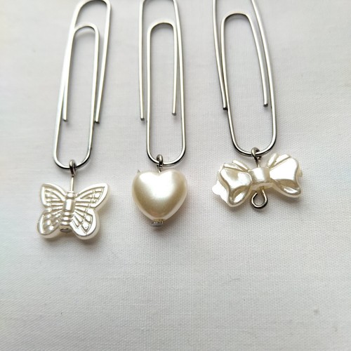 Fun Set of 3 Large Paper Clips Beaded for Folders Planners Book Office ...