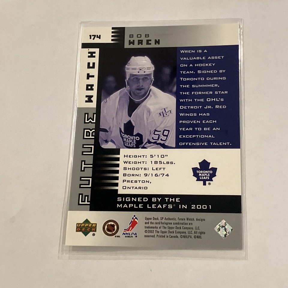 2001-02 SP Authentic Bob Wren Future watch 815/900 #174 Rookie | eBay
