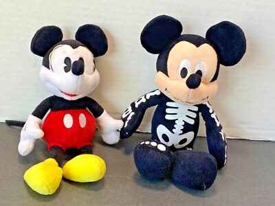 Disney Classic Plush Mickey Mouse & Skeleton Halloween Mickey Mouse ...