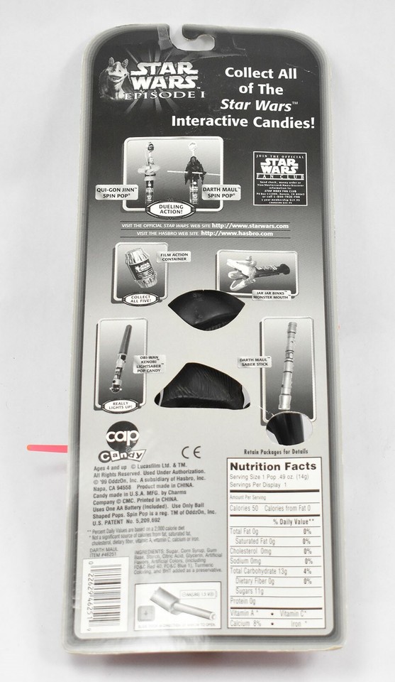 Star Wars Episode I Darth Maul Spin Pop Brand New Sealed Cap Candy 1999 ...