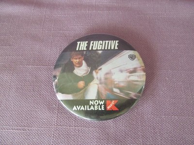 Vtg Button Pin Back The Fugitive Harrison Ford Now Available Kmart | eBay