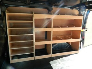 Ford Transit Custom LWB Plywood racking DS12 Split Comp, Van storage ...