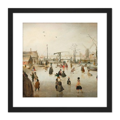 Avercamp Iceskating In A Village Painting Square Framed Wall Art 9X9 In ...