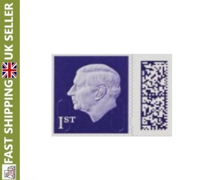 8 x 1st Class Stamps Genuine Royal Mail NEW Barcoded King Charles First ...
