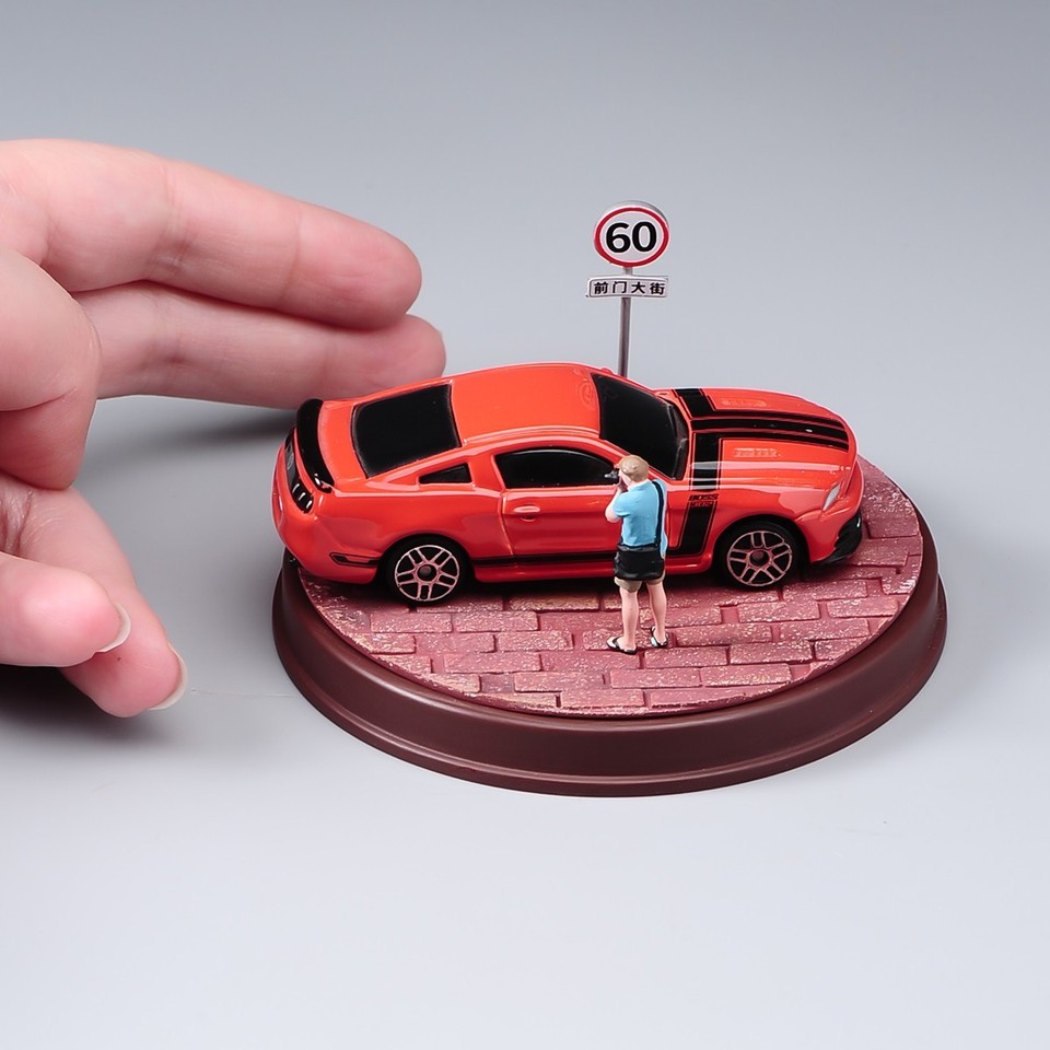 Red Brick Round Platform Stand Base 8cm F 1/64 Resin Figure Car Toy ...