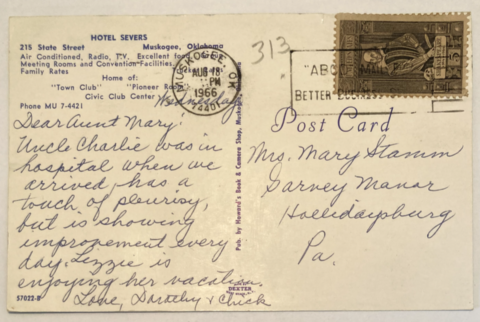 Hotel Severs Muskogee Oklahoma OK Chrome Vintage Postcard | eBay