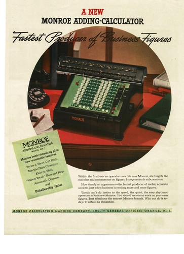 1937 Monroe Adding Calculator Model LA-7 Vintage Print Ad 2 | eBay