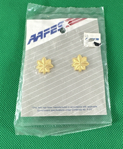 New/Old US Major Oak Leaf Collar Insignia Pair Tie Hat Tac Gold-Tone ...
