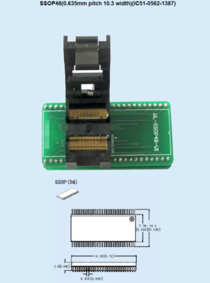 WL-SSOP48-U101 0.635mm Pitch 10.3mm Width Socket Adapter For Wellon ...