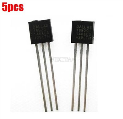 5Pcs DS18B20 Dallas 18B20 1 Wire Digital Temperature Sensor TO-92 New ...