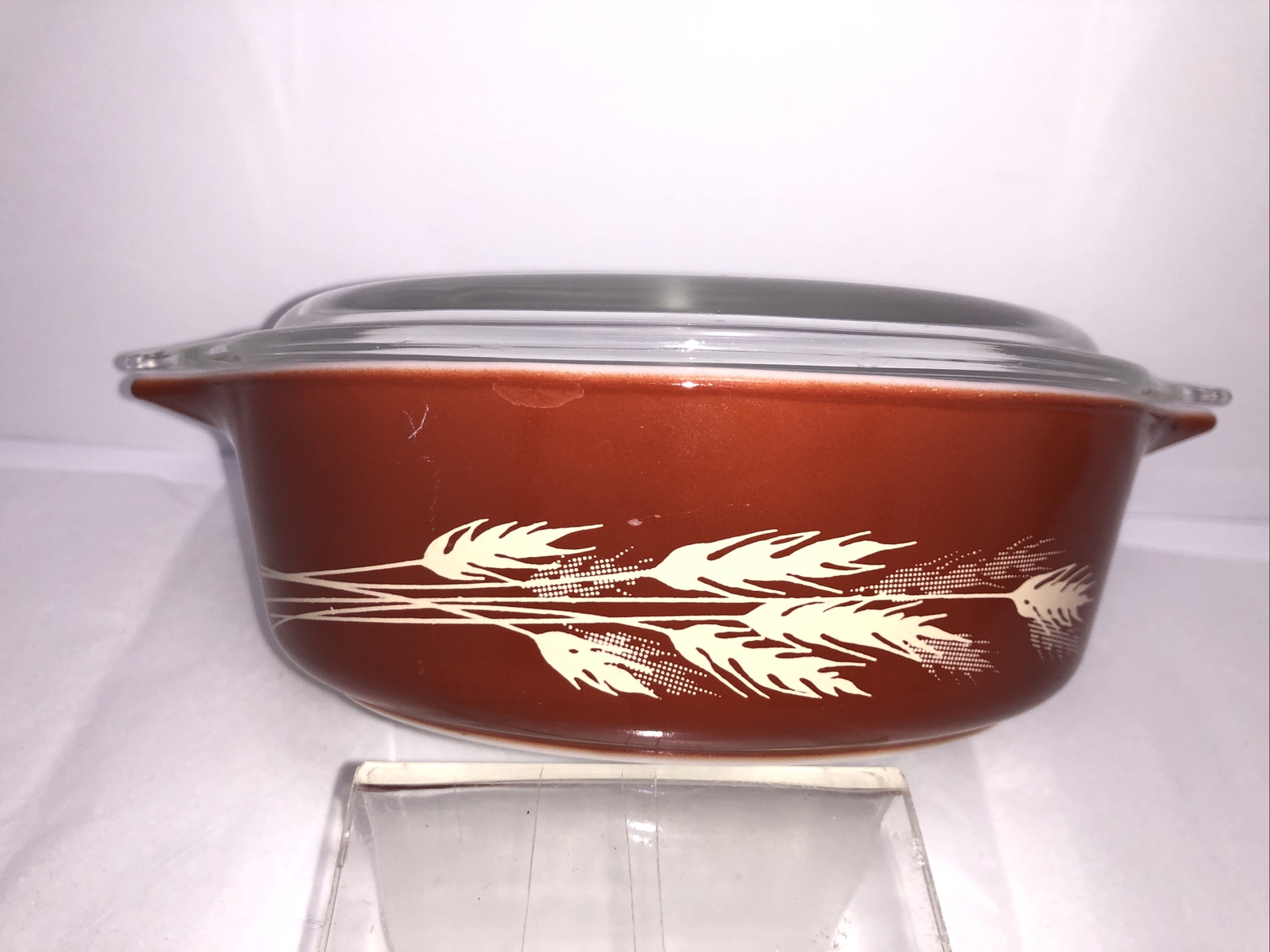 Vintage Pyrex Bowl #471-B 500 ml w/ lid #470-C13 Orange Wheat Pattern # ...