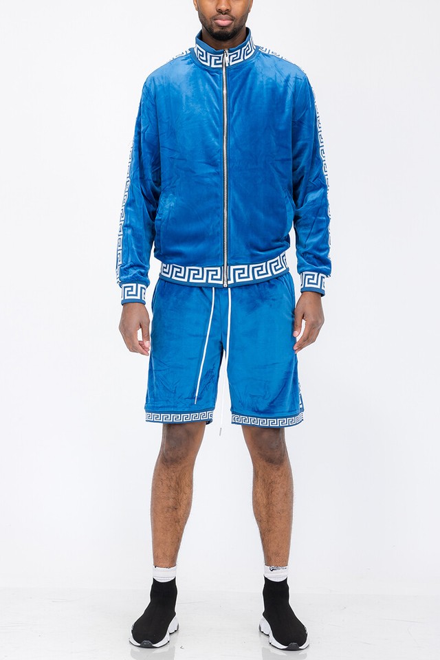 Unisex Full Zip Velour Suede Track Suit Status Print Gold S 3XL Plus ...