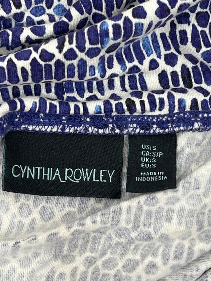 Cynthia Rowley Knit Skirt Blue White Geometric Print Stretch Womens Sz ...