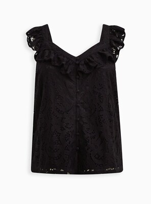 Torrid Lace Ruffle Short Sleeve Crop Top Black 5 5X 28 #G27017 | eBay