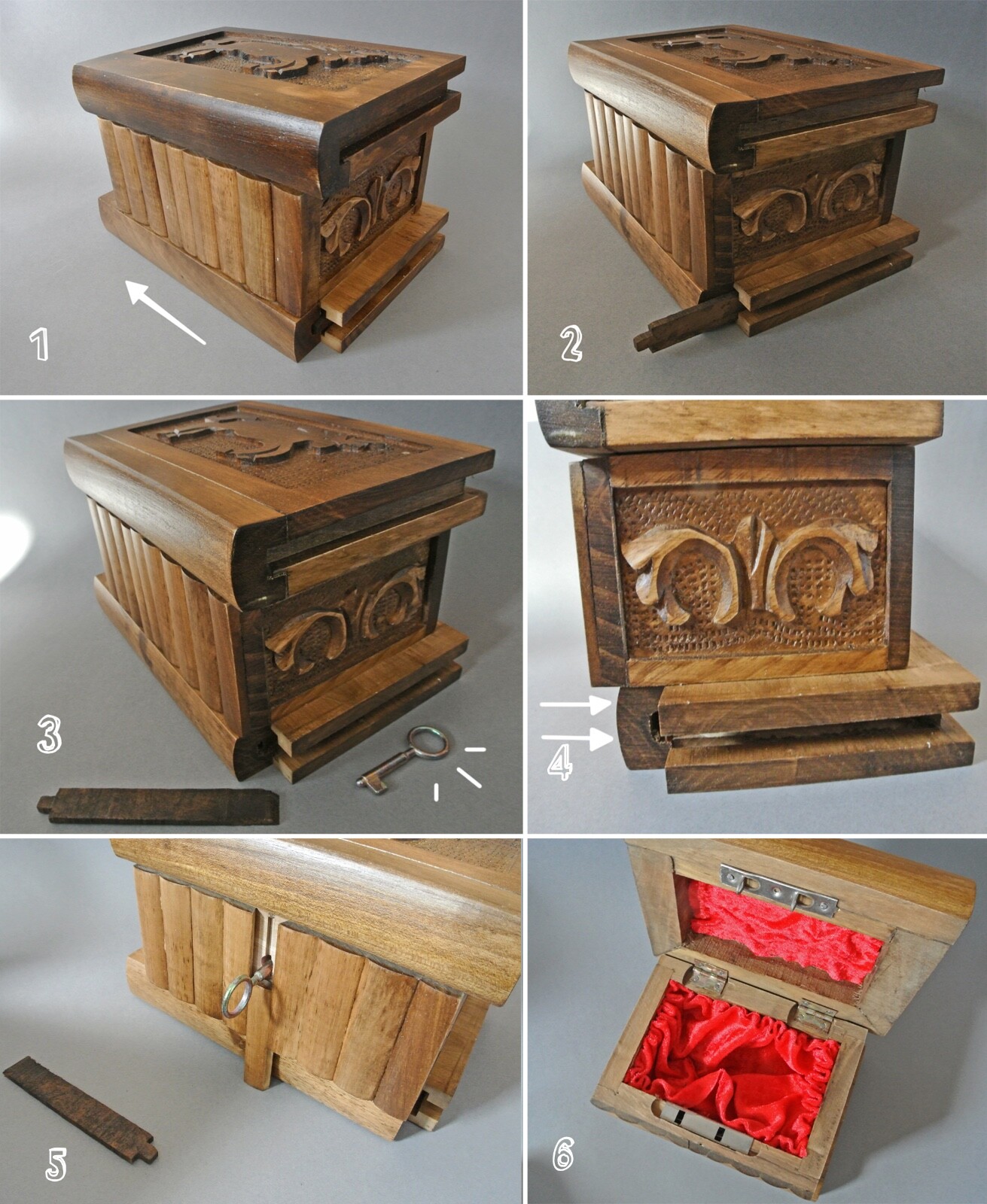 Handmade Wooden Puzzle Box, Magic Trick Case, Hand-engraved Horse Motif ...