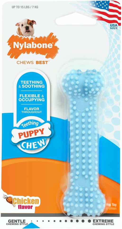 Nylabone Puppy Chew Teething Soft Bone Chicken, Petite | eBay