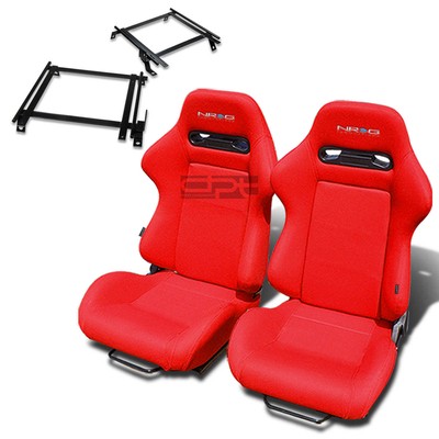 NRG TYPE-R RACING SEAT RED CLOTH+SILDER/RAIL+FOR 02-06 ACURA RSX DC5 ...