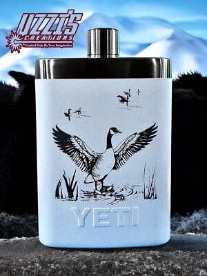 Yeti Flask 7 Oz With Funnel White Engraved With Canadian Geese Artwork ...