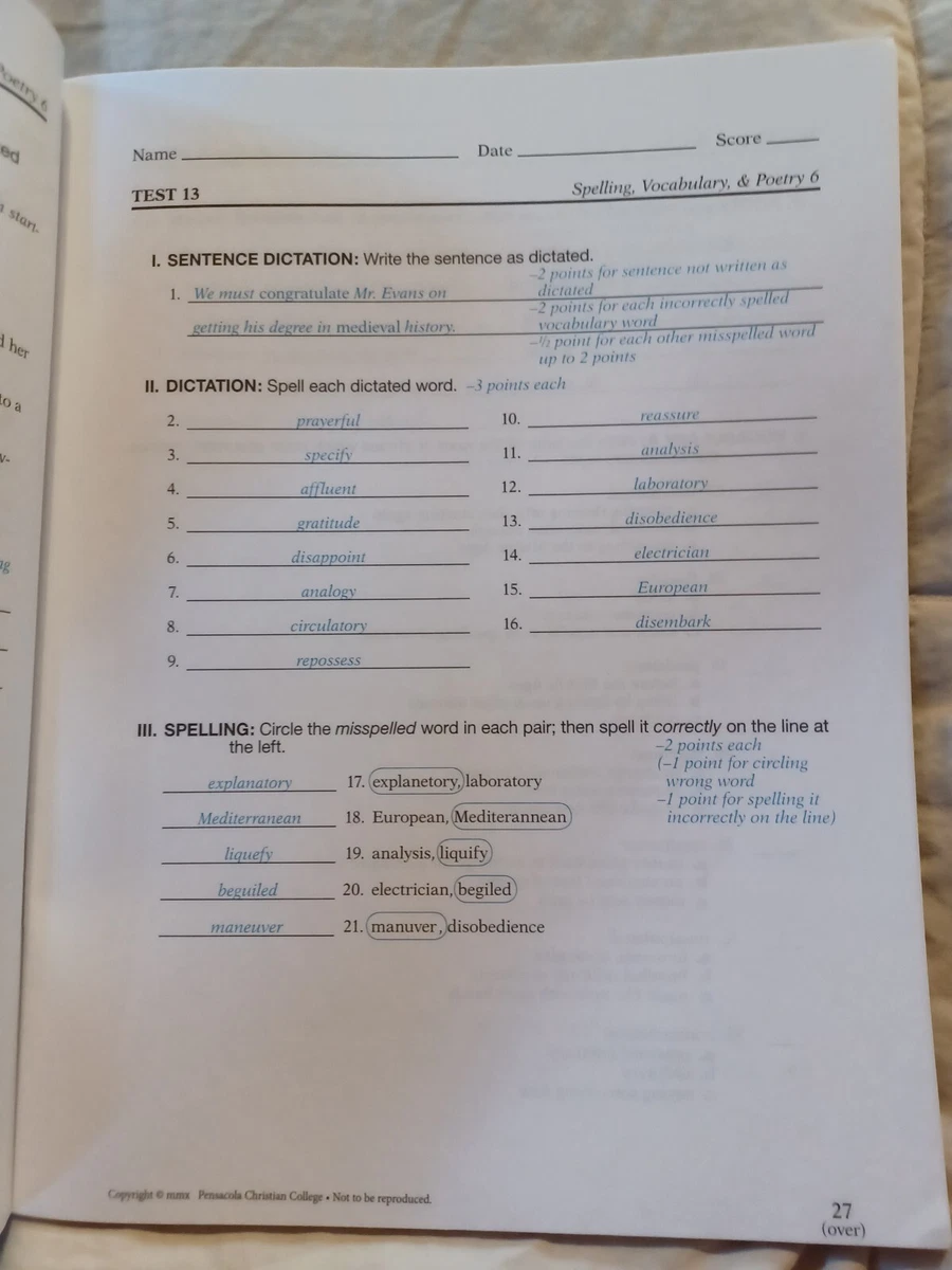 Spelling Vocabulary And Poetry