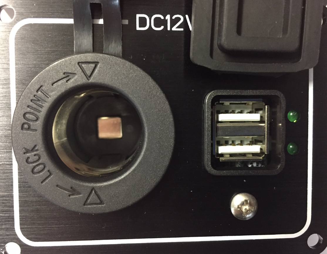 12 Volt Power Socket & 2 USB Points Black Aluminium Plate IP65 Water ...