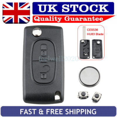 For Peugeot Expert 207 308 807 3008 5008 Key Fob Case Battery 2 Button ...