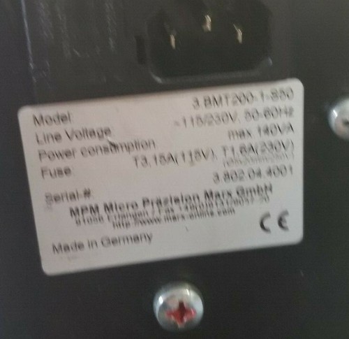 MPM Micro Prazision Marx GmbH Balancer Model #: 3.BMT200-1-S50 | eBay
