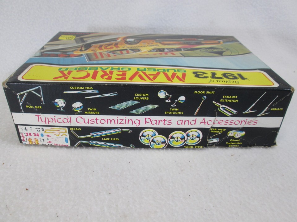Vintage Palmer 1973 Ford Maverick Super Grabber plastic model car kit ...