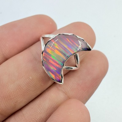 Gilson Opal Silver Ring Minimalist 925 Silver Jewelry Lab Aurora Opal ...
