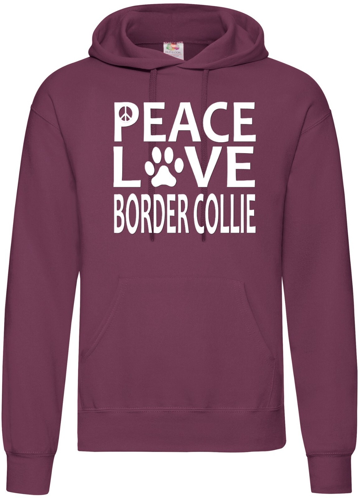 Peace Love Dog Hoody Maroon | eBay