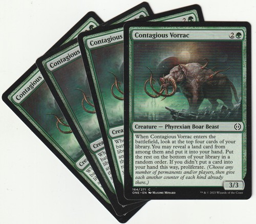 4 MAGIC The Gathering CONTAGIOUS VORRAC Green Creature PLAYSET ONE/EN ...