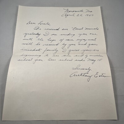 1953 Letter Anthony Estes To Lucille Phillips Marionville Independence ...