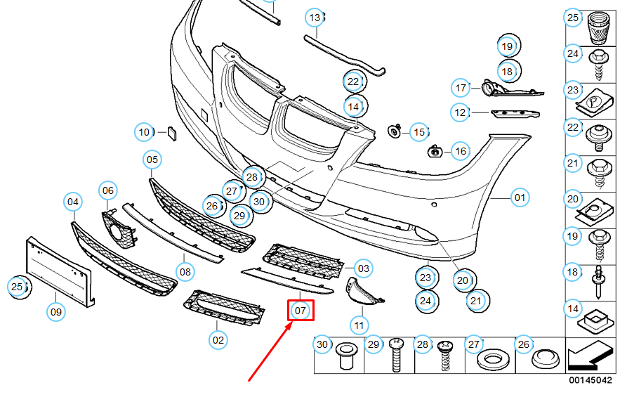 BMW 3 E90 Front Bumper Left Grille Trim Finisher 51117134091 NEW ...