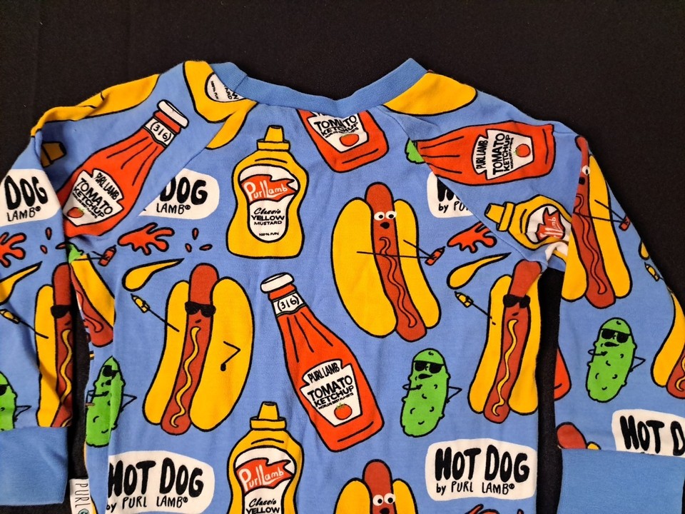 Rare! Purl & Lamb Hot Dog Ketchup & Mustard 2 Piece Long Sleeve Pajama ...
