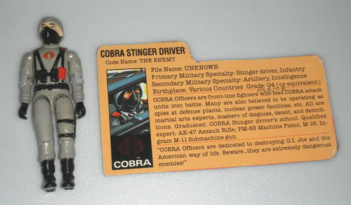 1984 Cobra Stinger Driver v1 Vintage G.I. GI Joe 3.75 ARAH Figure *100% ...
