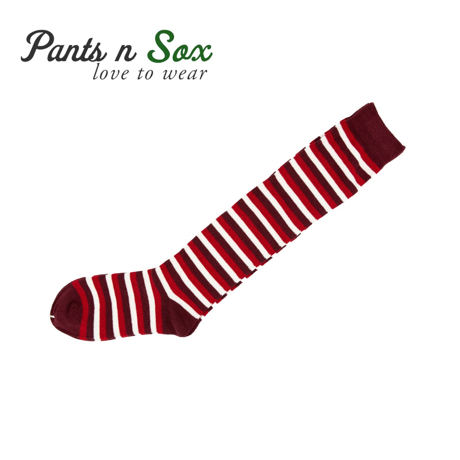 Womens Red White Striped Knee High Socks Cotton Ladies Long Stripe 2-8 ...